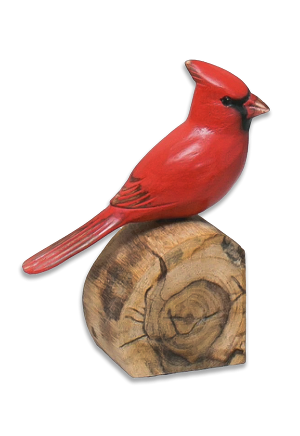 Hand Carved Wooden Cardinal - Male, from England - Bensgarden.com