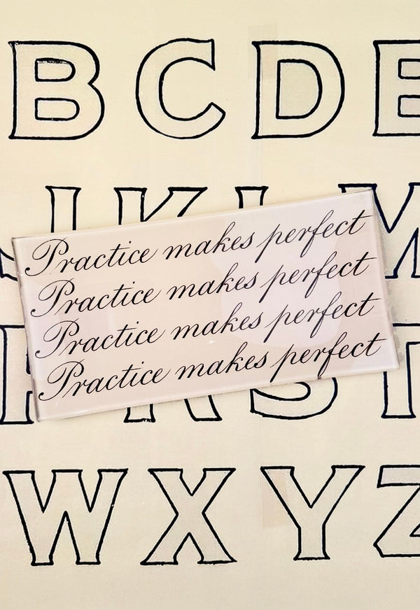 Practice Makes Perfect Cursive Decoupage Glass Tray - Bensgarden.com