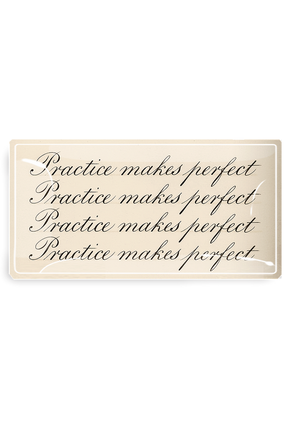 Practice Makes Perfect Cursive Decoupage Glass Tray - Bensgarden.com