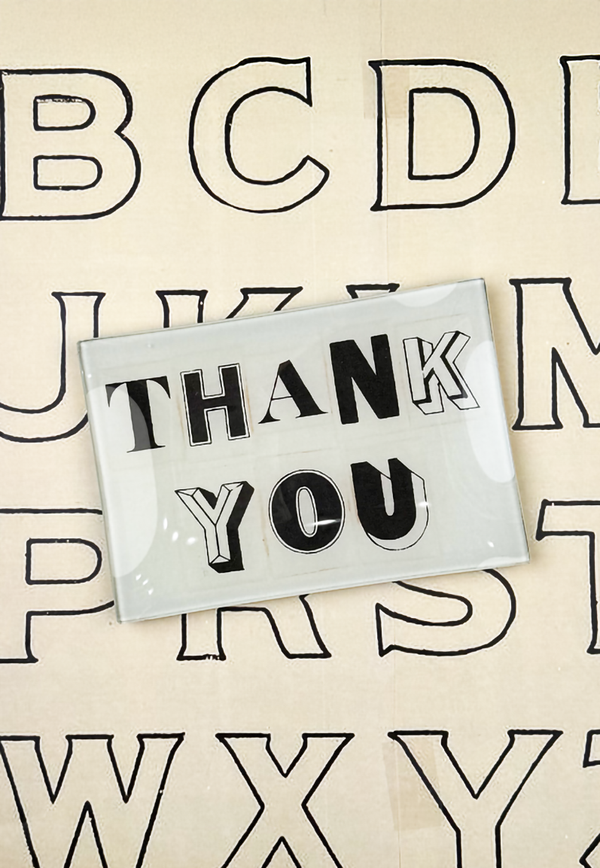 Ben's Garden Thank You Newspaper Letters Decoupage Glass Tray ...