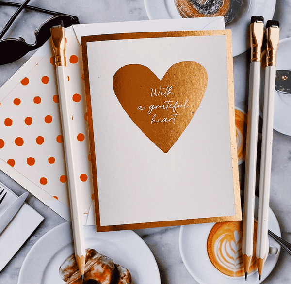 Ben's Papers | With A Grateful Heart Greeting Card, Blank Single Folded ...